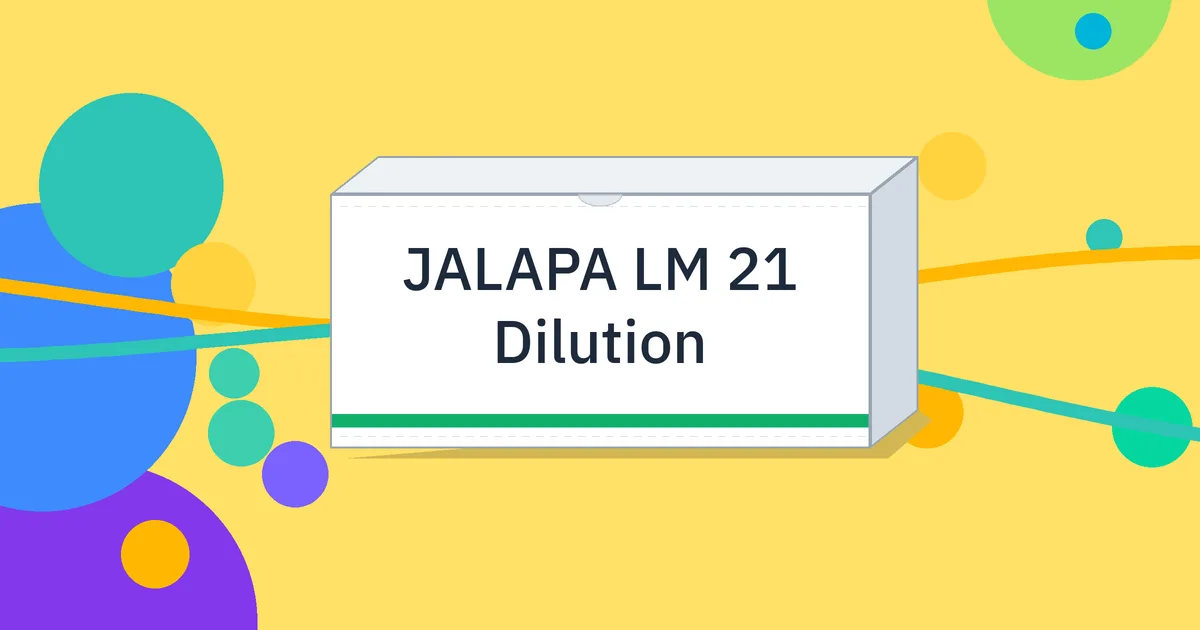 Symbolbild: Packung mit der Aufschrift JALAPA LM 21 Dilution (PZN 13561958) – Verfügbarkeit und Bezug in Apotheken in Frankfurt am Main