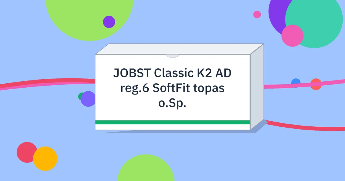 Symbolbild: Packung mit der Aufschrift JOBST Classic K2 AD reg.6 SoftFit topas o.Sp. (PZN 14221756) – Verfügbarkeit und Bezug in Apotheken in Frankfurt am Main