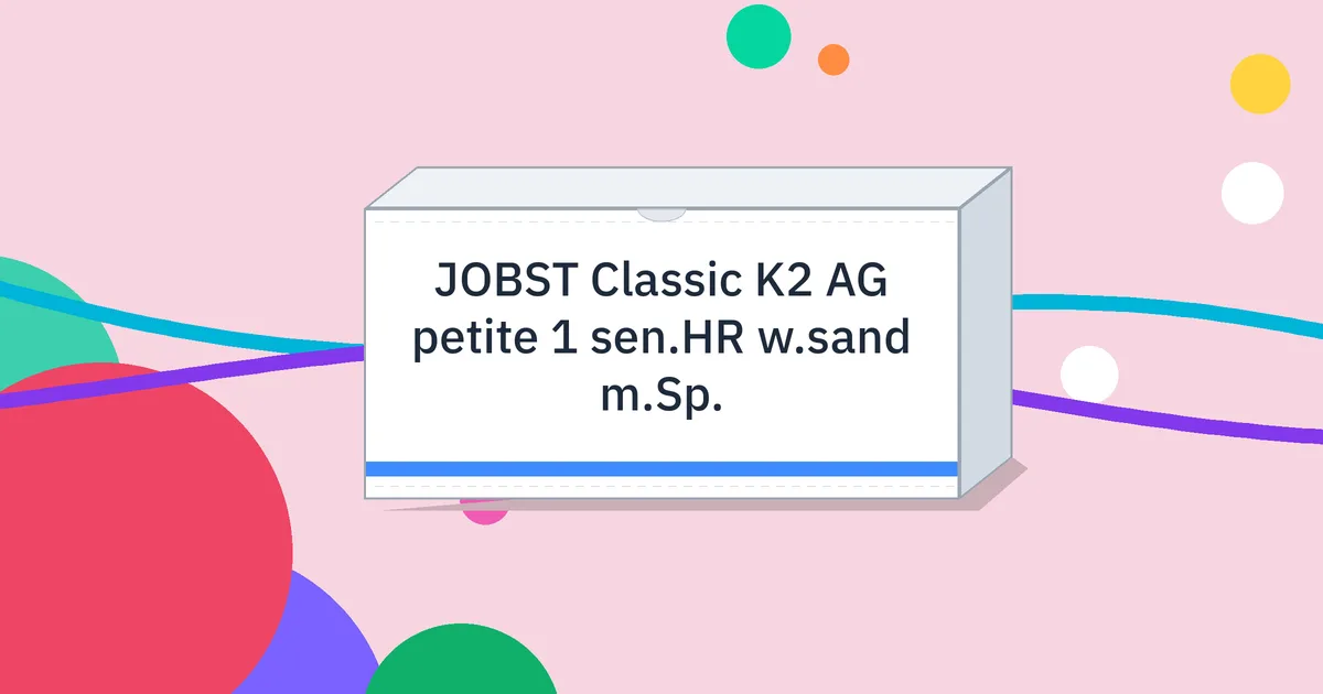 Symbolbild: Packung mit der Aufschrift JOBST Classic K2 AG petite 1 sen.HR w.sand m.Sp. (PZN 17962097) – Verfügbarkeit und Bezug in Apotheken in Frankfurt am Main