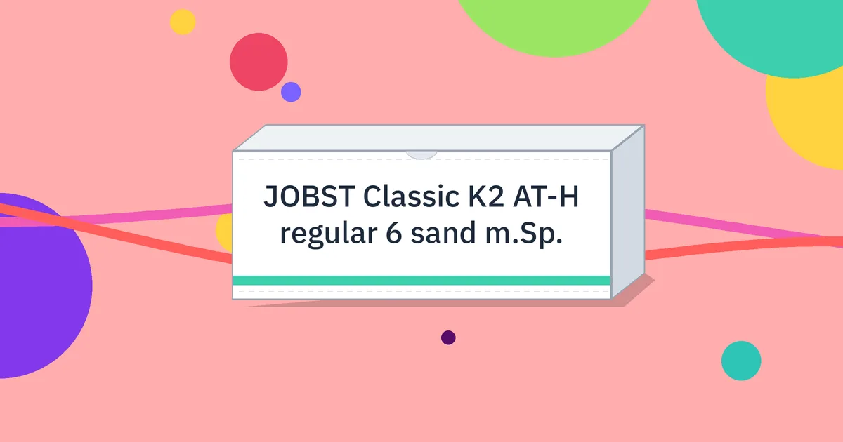 Symbolbild: Packung mit der Aufschrift JOBST Classic K2 AT-H regular 6 sand m.Sp. (PZN 13068778) – Verfügbarkeit und Bezug in Apotheken in Frankfurt am Main