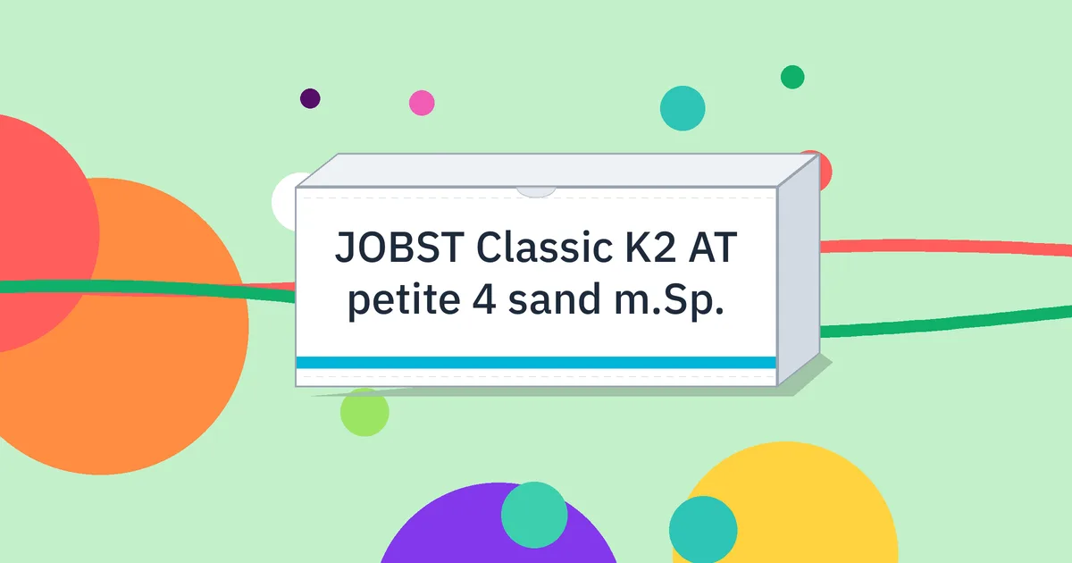 Symbolbild: Packung mit der Aufschrift JOBST Classic K2 AT petite 4 sand m.Sp. (PZN 10728748) – Verfügbarkeit und Bezug in Apotheken in Frankfurt am Main