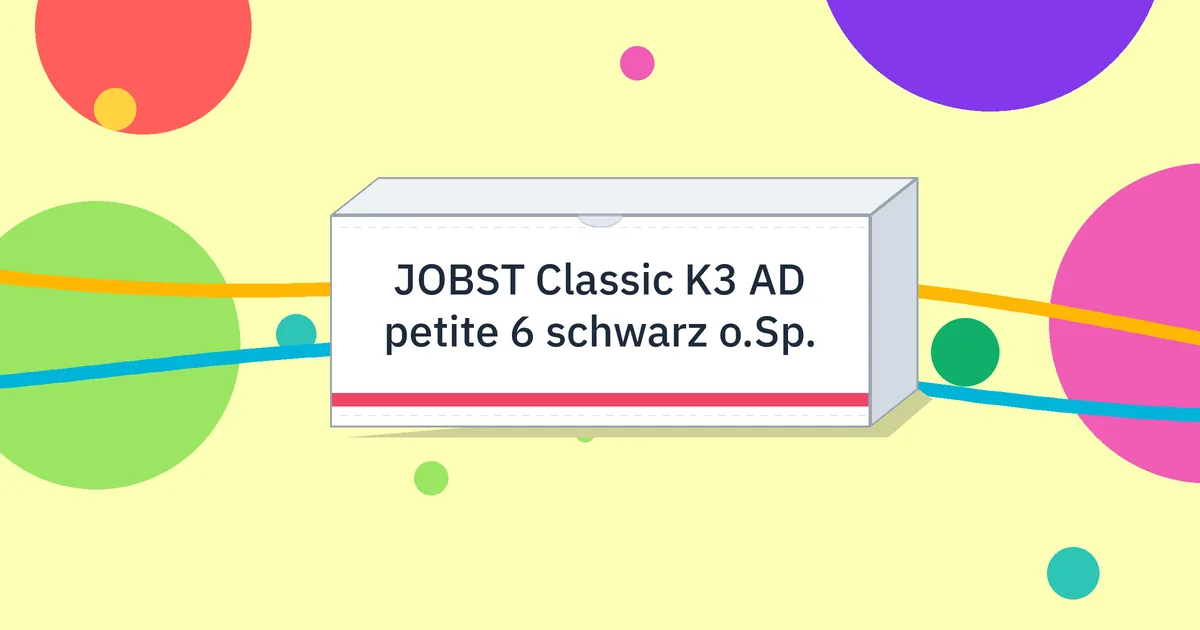 Symbolbild: Packung mit der Aufschrift JOBST Classic K3 AD petite 6 schwarz o.Sp. (PZN 13070640) – Verfügbarkeit und Bezug in Apotheken in Frankfurt am Main