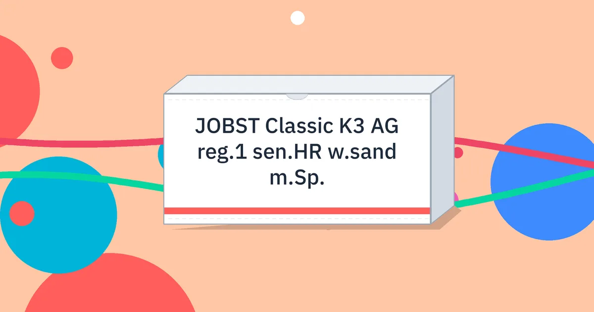 Symbolbild: Packung mit der Aufschrift JOBST Classic K3 AG reg.1 sen.HR w.sand m.Sp. (PZN 17957736) – Verfügbarkeit und Bezug in Apotheken in Frankfurt am Main
