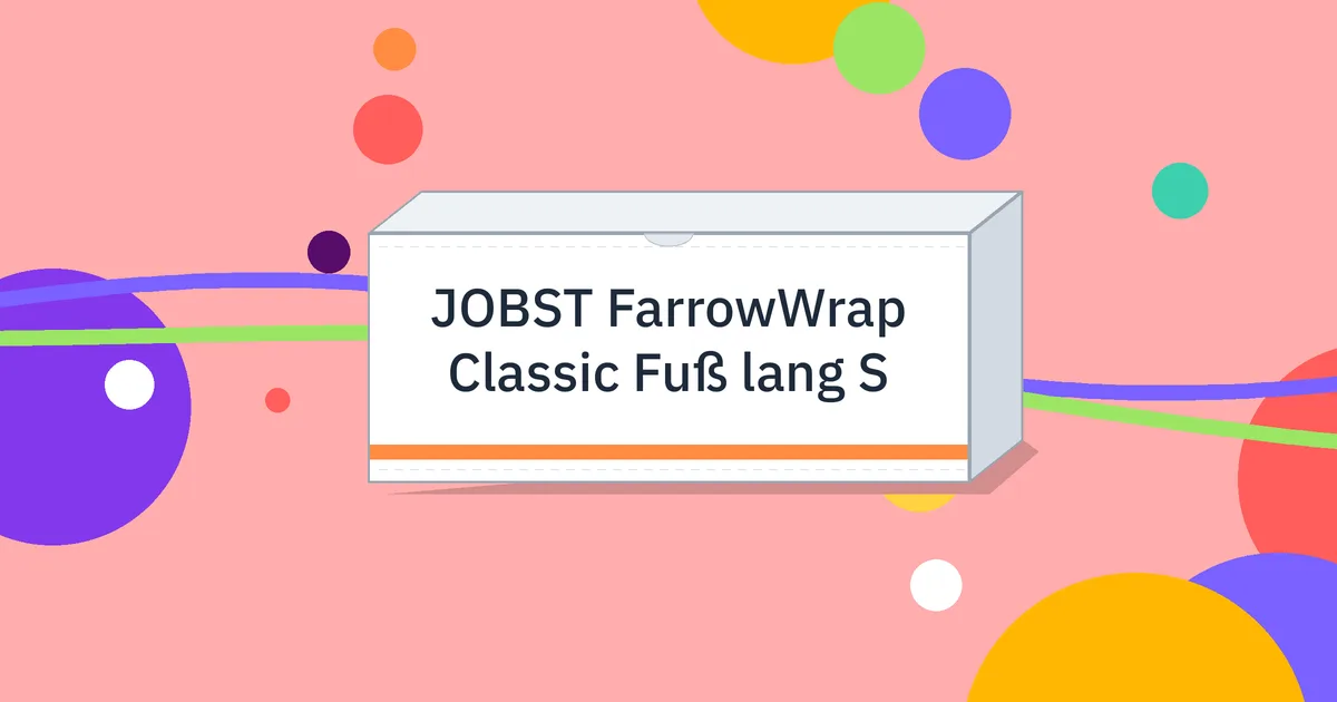 Symbolbild: Packung mit der Aufschrift JOBST FarrowWrap Classic Fuß lang S (PZN 13869509) – Verfügbarkeit und Bezug in Apotheken in Frankfurt am Main
