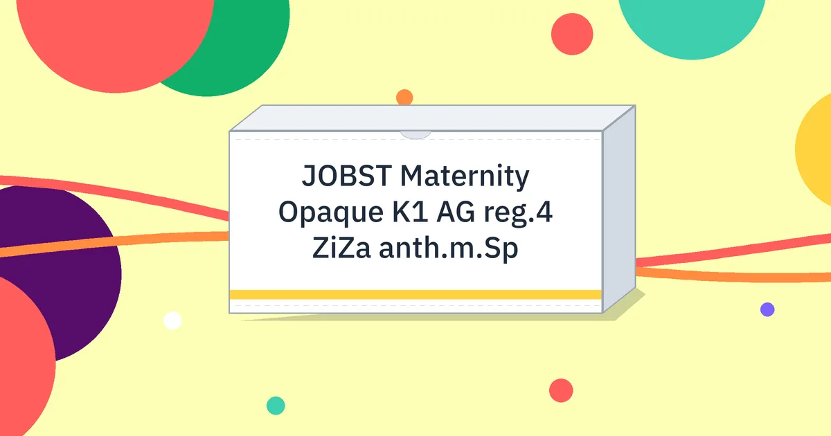 Symbolbild: Packung mit der Aufschrift JOBST Maternity Opaque K1 AG reg.4 ZiZa anth.m.Sp (PZN 15854676) – Verfügbarkeit und Bezug in Apotheken in Frankfurt am Main