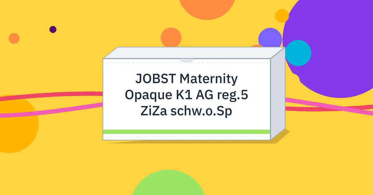 Symbolbild: Packung mit der Aufschrift JOBST Maternity Opaque K1 AG reg.5 ZiZa schw.o.Sp (PZN 15852252) – Verfügbarkeit und Bezug in Apotheken in Frankfurt am Main