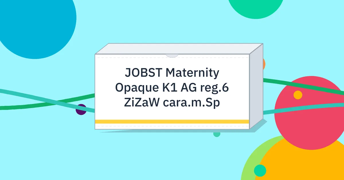 Symbolbild: Packung mit der Aufschrift JOBST Maternity Opaque K1 AG reg.6 ZiZaW cara.m.Sp (PZN 15850158) – Verfügbarkeit und Bezug in Apotheken in Frankfurt am Main