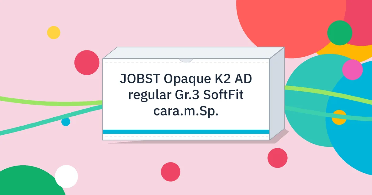 Symbolbild: Packung mit der Aufschrift JOBST Opaque K2 AD regular Gr.3 SoftFit cara.m.Sp. (PZN 11250042) – Verfügbarkeit und Bezug in Apotheken in Frankfurt am Main