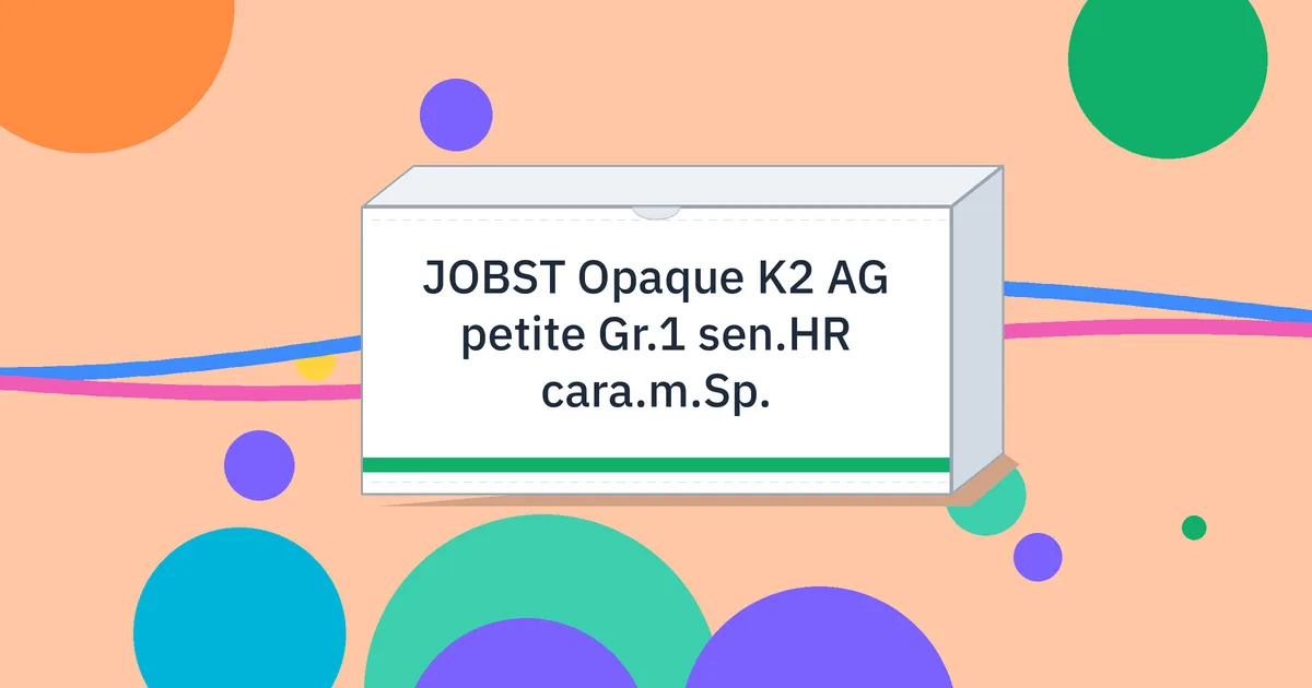 Symbolbild: Packung mit der Aufschrift JOBST Opaque K2 AG petite Gr.1 sen.HR cara.m.Sp. (PZN 12142343) – Verfügbarkeit und Bezug in Apotheken in Frankfurt am Main