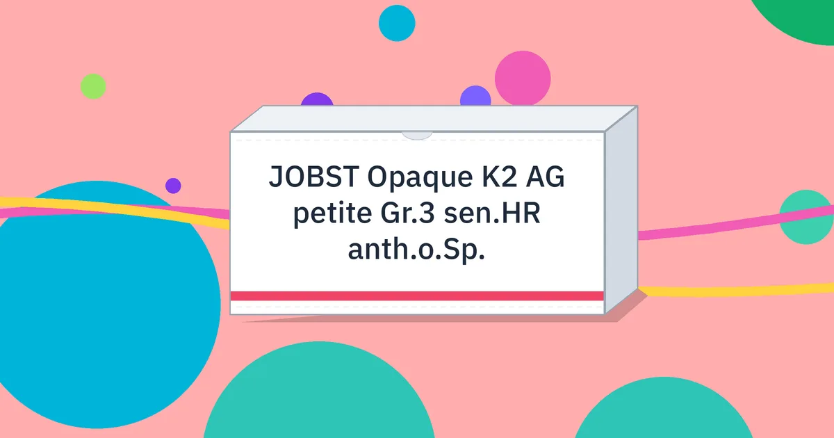 Symbolbild: Packung mit der Aufschrift JOBST Opaque K2 AG petite Gr.3 sen.HR anth.o.Sp. (PZN 16283230) – Verfügbarkeit und Bezug in Apotheken in Frankfurt am Main