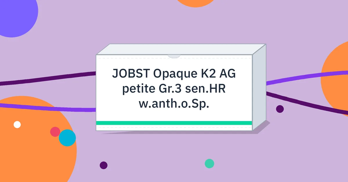 Symbolbild: Packung mit der Aufschrift JOBST Opaque K2 AG petite Gr.3 sen.HR w.anth.o.Sp. (PZN 16283365) – Verfügbarkeit und Bezug in Apotheken in Frankfurt am Main
