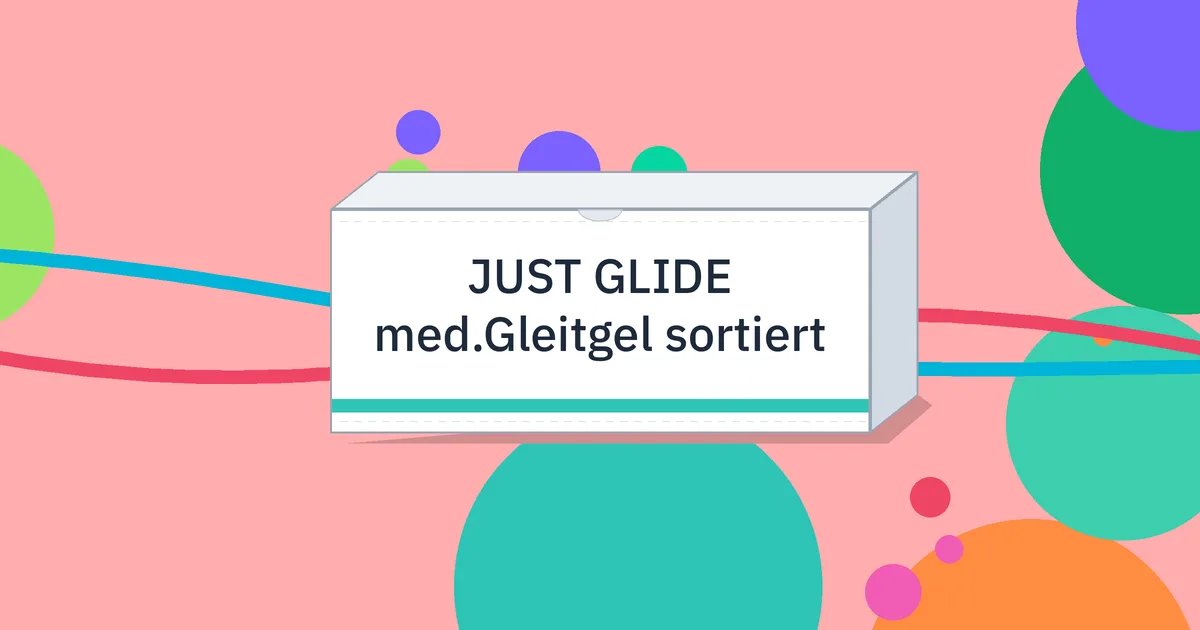 Symbolbild: Packung mit der Aufschrift JUST GLIDE med.Gleitgel sortiert (PZN 10227420) – Verfügbarkeit und Bezug in Apotheken in Frankfurt am Main