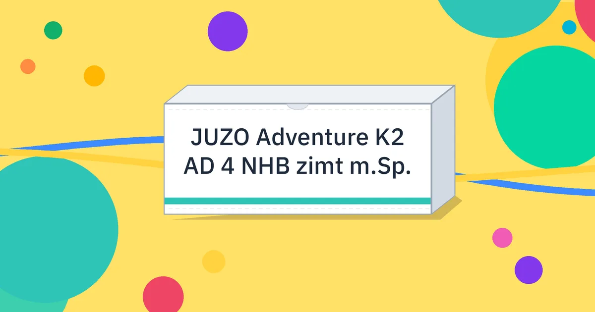 Symbolbild: Packung mit der Aufschrift JUZO Adventure K2 AD 4 NHB zimt m.Sp. (PZN 16494151) – Verfügbarkeit und Bezug in Apotheken in Frankfurt am Main