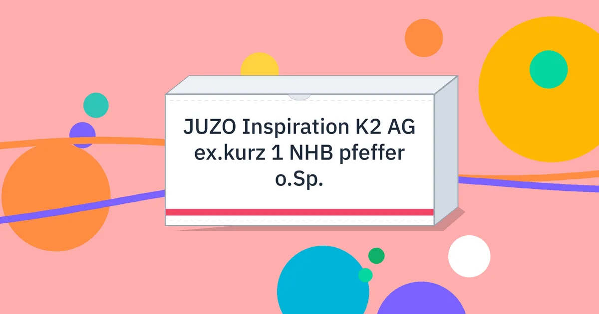 Symbolbild: Packung mit der Aufschrift JUZO Inspiration K2 AG ex.kurz 1 NHB pfeffer o.Sp. (PZN 14951006) – Verfügbarkeit und Bezug in Apotheken in Frankfurt am Main