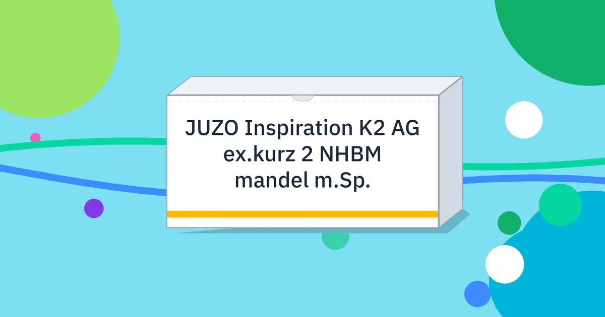 Symbolbild: Packung mit der Aufschrift JUZO Inspiration K2 AG ex.kurz 2 NHBM mandel m.Sp. (PZN 14924311) – Verfügbarkeit und Bezug in Apotheken in Frankfurt am Main
