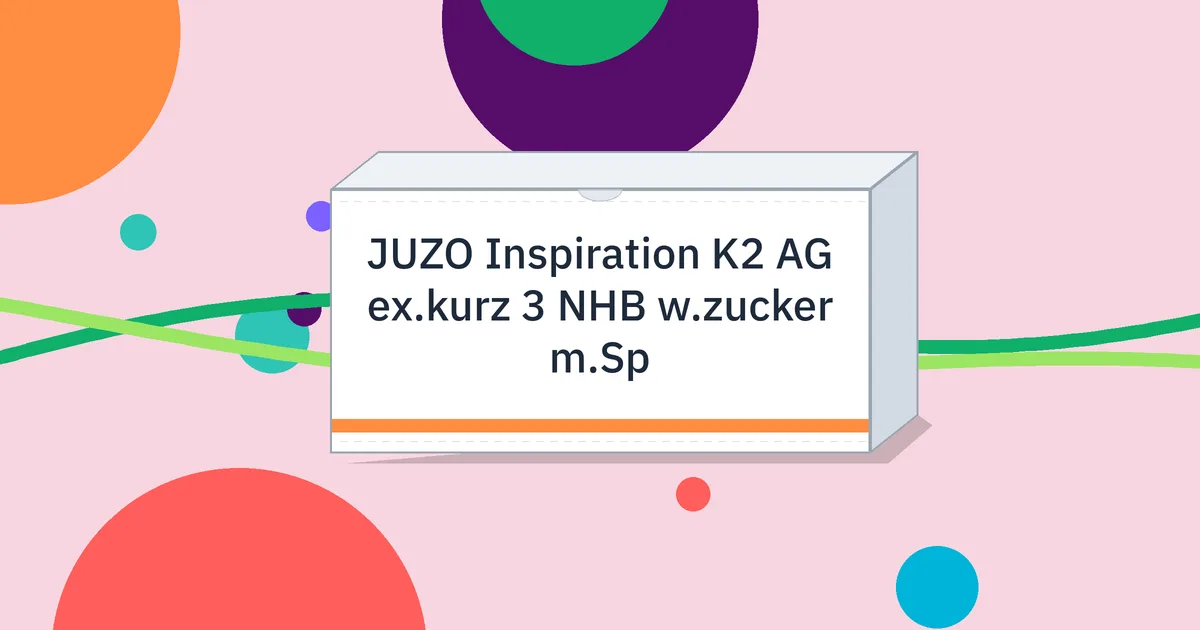 Symbolbild: Packung mit der Aufschrift JUZO Inspiration K2 AG ex.kurz 3 NHB w.zucker m.Sp (PZN 14963481) – Verfügbarkeit und Bezug in Apotheken in Frankfurt am Main