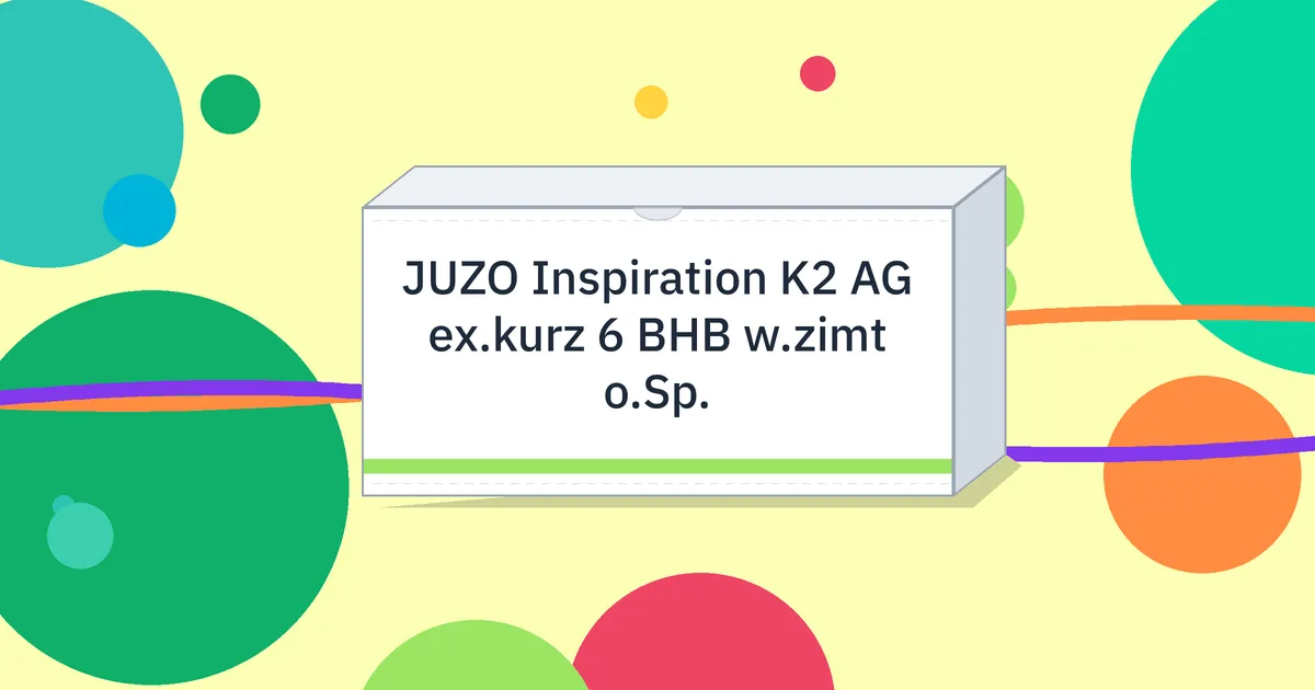 Symbolbild: Packung mit der Aufschrift JUZO Inspiration K2 AG ex.kurz 6 BHB w.zimt o.Sp. (PZN 14851871) – Verfügbarkeit und Bezug in Apotheken in Frankfurt am Main