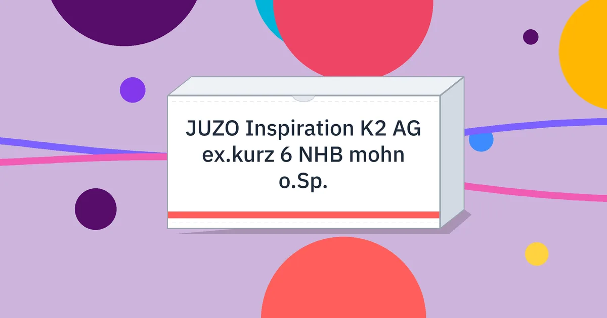 Symbolbild: Packung mit der Aufschrift JUZO Inspiration K2 AG ex.kurz 6 NHB mohn o.Sp. (PZN 14925701) – Verfügbarkeit und Bezug in Apotheken in Frankfurt am Main
