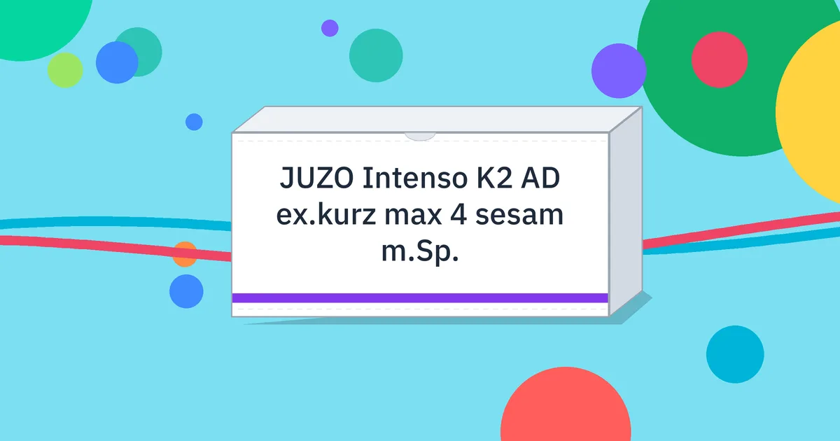 Symbolbild: Packung mit der Aufschrift JUZO Intenso K2 AD ex.kurz max 4 sesam m.Sp. (PZN 18606855) – Verfügbarkeit und Bezug in Apotheken in Frankfurt am Main