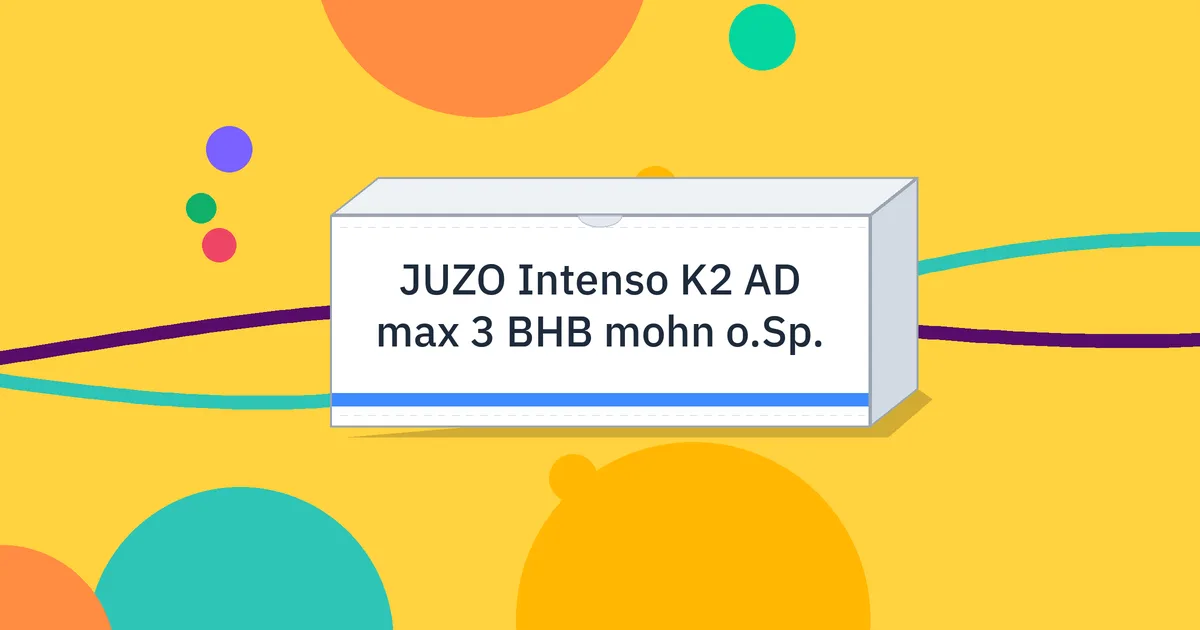 Symbolbild: Packung mit der Aufschrift JUZO Intenso K2 AD max 3 BHB mohn o.Sp. (PZN 18627001) – Verfügbarkeit und Bezug in Apotheken in Frankfurt am Main