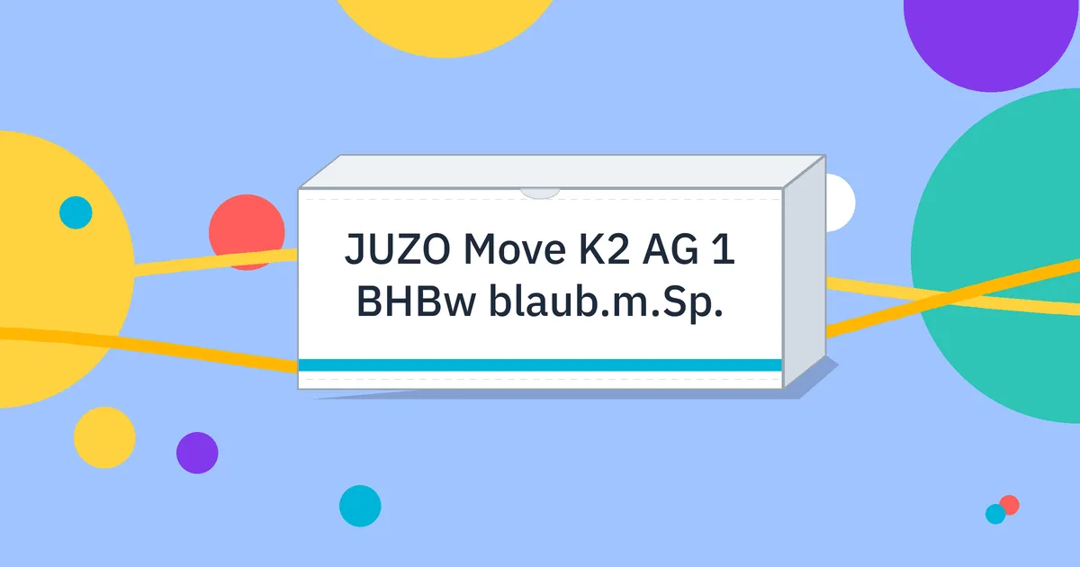 Symbolbild: Packung mit der Aufschrift JUZO Move K2 AG 1 BHBw blaub.m.Sp. (PZN 18555968) – Verfügbarkeit und Bezug in Apotheken in Frankfurt am Main