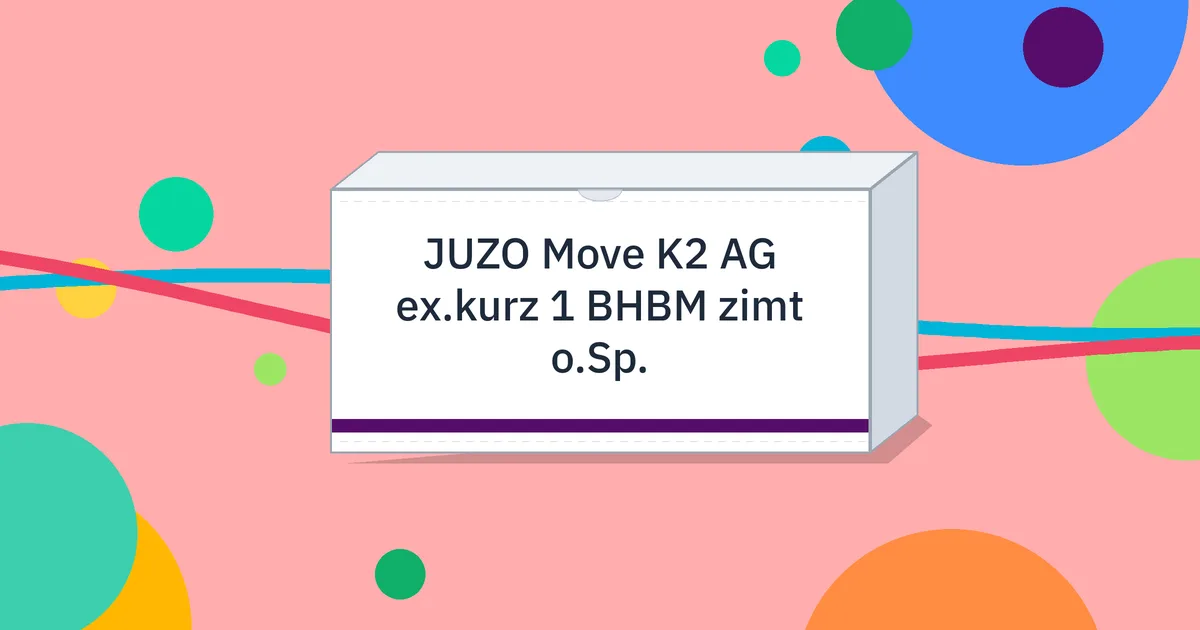 Symbolbild: Packung mit der Aufschrift JUZO Move K2 AG ex.kurz 1 BHBM zimt o.Sp. (PZN 18534469) – Verfügbarkeit und Bezug in Apotheken in Frankfurt am Main