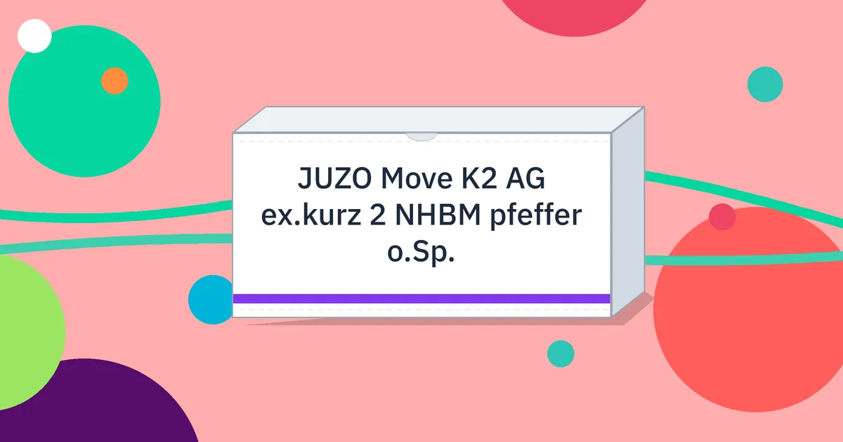 Symbolbild: Packung mit der Aufschrift JUZO Move K2 AG ex.kurz 2 NHBM pfeffer o.Sp. (PZN 16643013) – Verfügbarkeit und Bezug in Apotheken in Frankfurt am Main