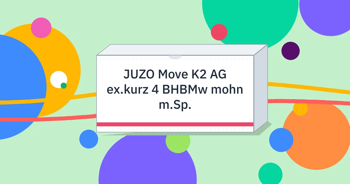Symbolbild: Packung mit der Aufschrift JUZO Move K2 AG ex.kurz 4 BHBMw mohn m.Sp. (PZN 18564418) – Verfügbarkeit und Bezug in Apotheken in Frankfurt am Main