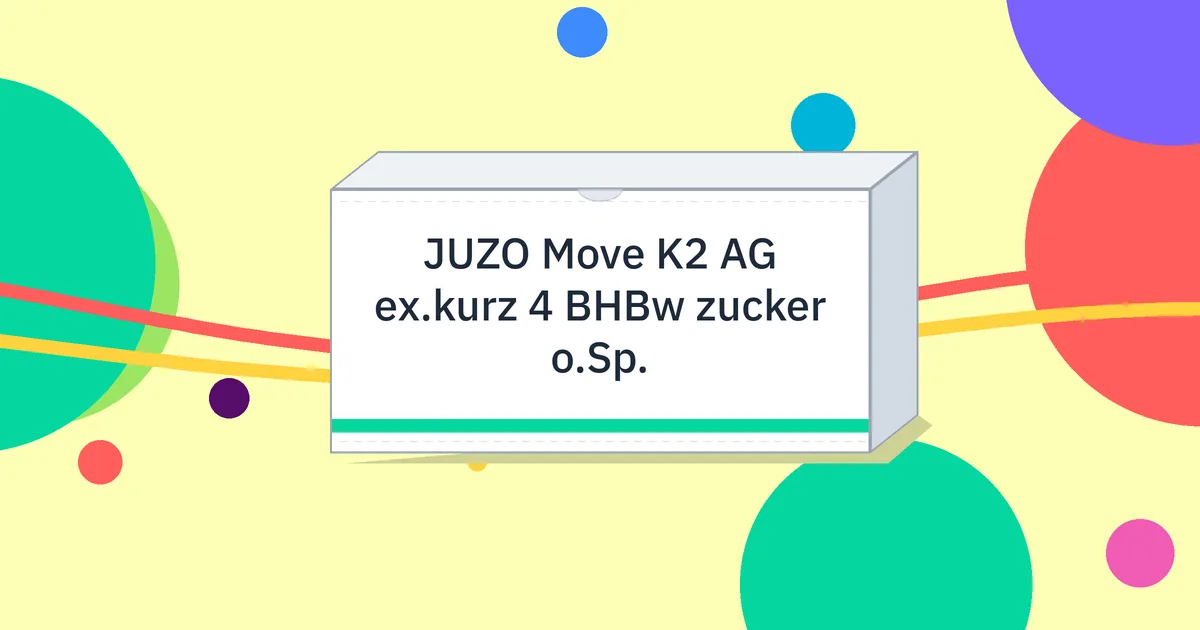 Symbolbild: Packung mit der Aufschrift JUZO Move K2 AG ex.kurz 4 BHBw zucker o.Sp. (PZN 18534222) – Verfügbarkeit und Bezug in Apotheken in Frankfurt am Main