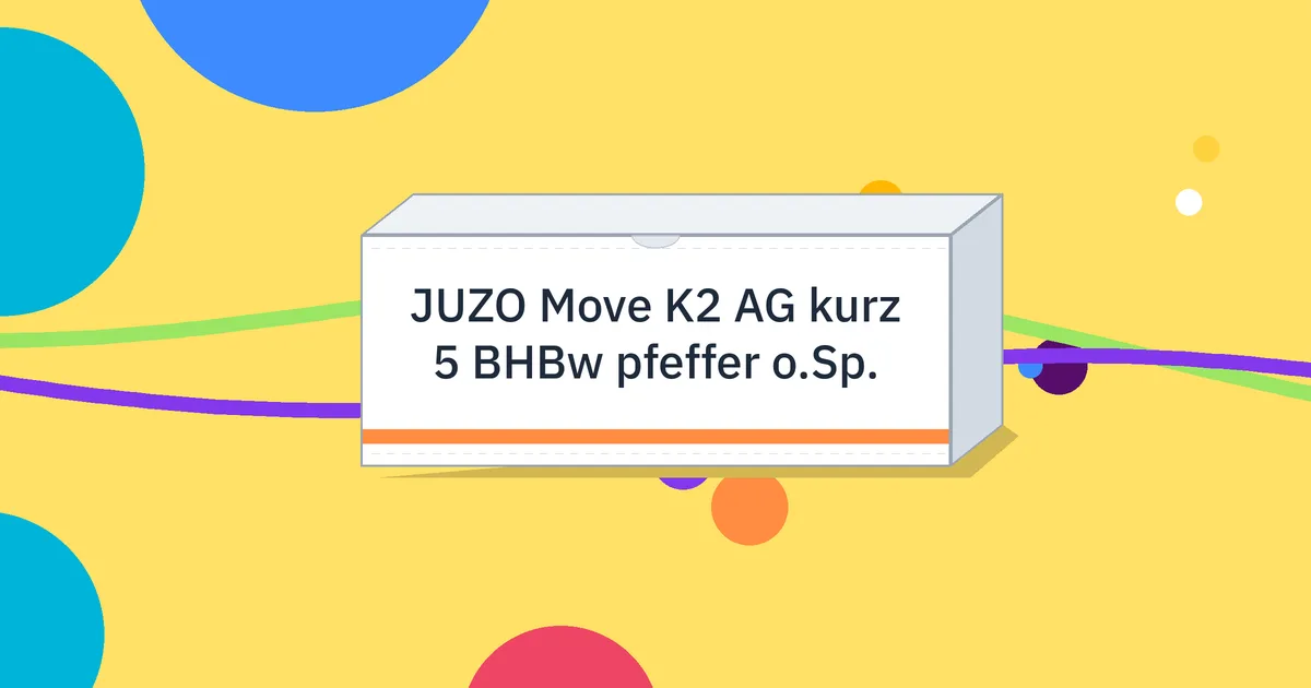 Symbolbild: Packung mit der Aufschrift JUZO Move K2 AG kurz 5 BHBw pfeffer o.Sp. (PZN 16646394) – Verfügbarkeit und Bezug in Apotheken in Frankfurt am Main