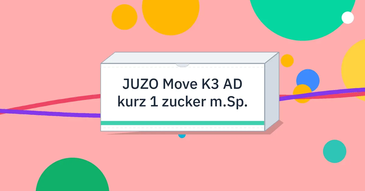 Symbolbild: Packung mit der Aufschrift JUZO Move K3 AD kurz 1 zucker m.Sp. (PZN 18567836) – Verfügbarkeit und Bezug in Apotheken in Frankfurt am Main