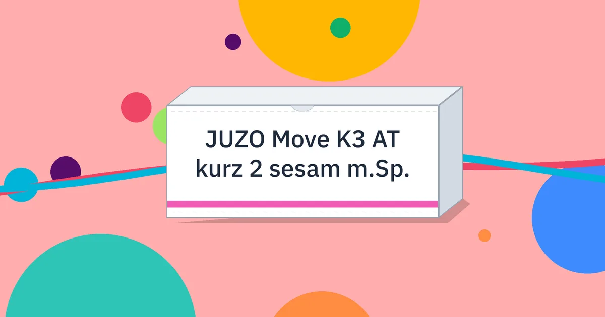 Symbolbild: Packung mit der Aufschrift JUZO Move K3 AT kurz 2 sesam m.Sp. (PZN 20683107) – Verfügbarkeit und Bezug in Apotheken in Frankfurt am Main