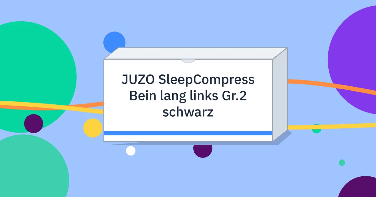 Symbolbild: Packung mit der Aufschrift JUZO SleepCompress Bein lang links Gr.2 schwarz (PZN 19622690) – Verfügbarkeit und Bezug in Apotheken in Frankfurt am Main