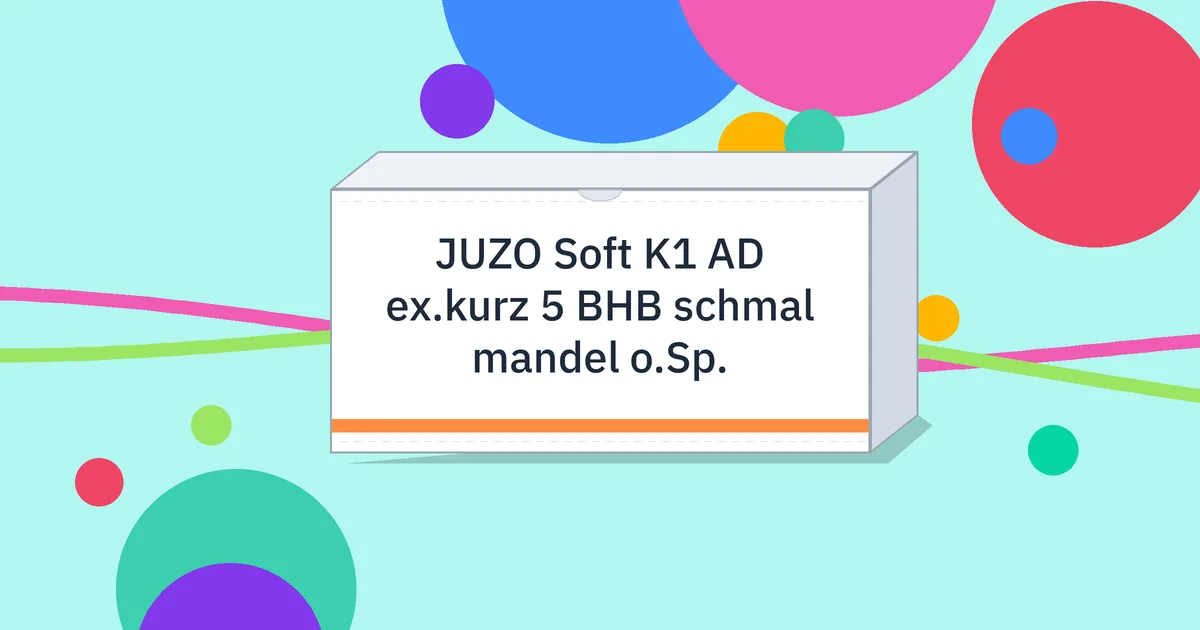 Symbolbild: Packung mit der Aufschrift JUZO Soft K1 AD ex.kurz 5 BHB schmal mandel o.Sp. (PZN 15464656) – Verfügbarkeit und Bezug in Apotheken in Frankfurt am Main
