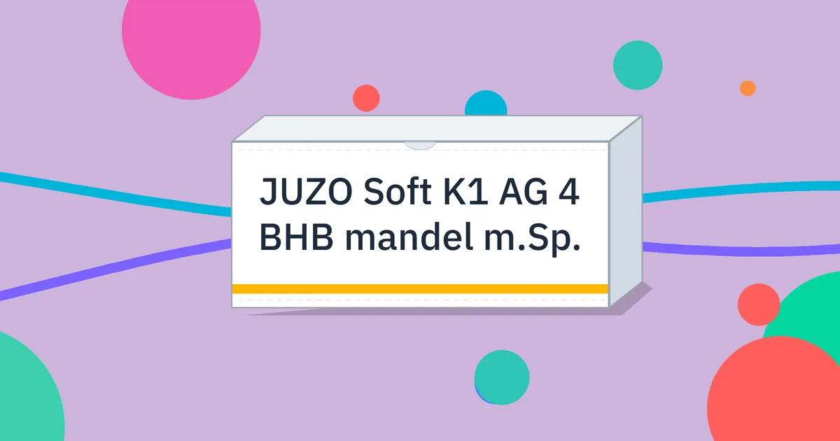 Symbolbild: Packung mit der Aufschrift JUZO Soft K1 AG 4 BHB mandel m.Sp. (PZN 14821048) – Verfügbarkeit und Bezug in Apotheken in Frankfurt am Main