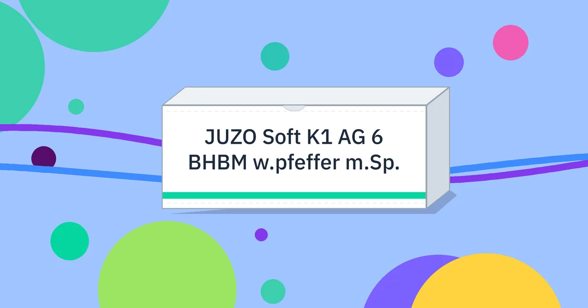 Symbolbild: Packung mit der Aufschrift JUZO Soft K1 AG 6 BHBM w.pfeffer m.Sp. (PZN 14862745) – Verfügbarkeit und Bezug in Apotheken in Frankfurt am Main