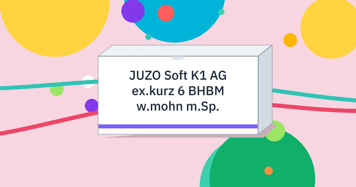 Symbolbild: Packung mit der Aufschrift JUZO Soft K1 AG ex.kurz 6 BHBM w.mohn m.Sp. (PZN 14864477) – Verfügbarkeit und Bezug in Apotheken in Frankfurt am Main