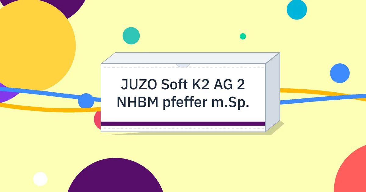 Symbolbild: Packung mit der Aufschrift JUZO Soft K2 AG 2 NHBM pfeffer m.Sp. (PZN 14997712) – Verfügbarkeit und Bezug in Apotheken in Frankfurt am Main