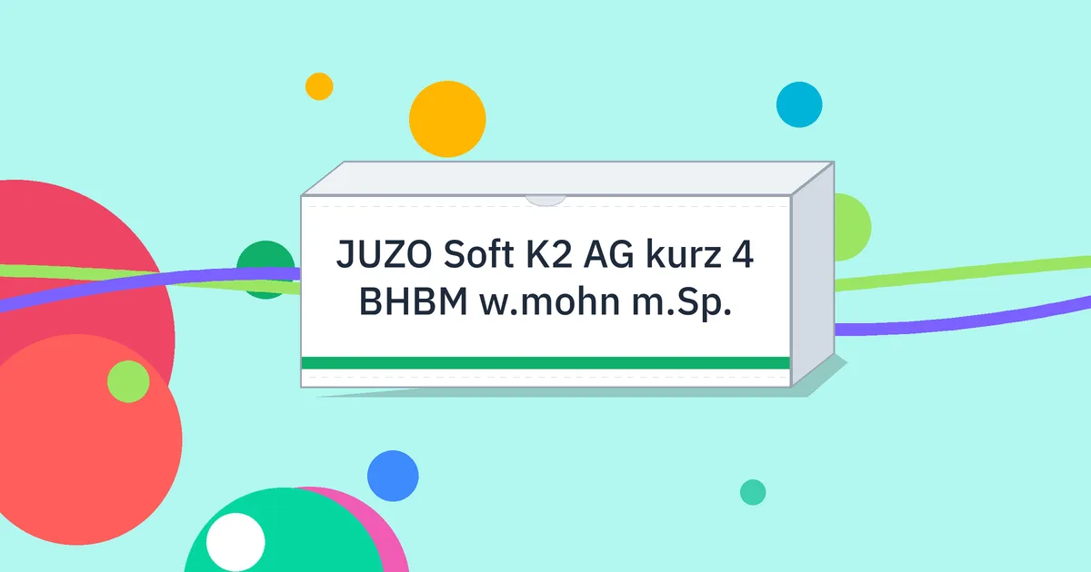 Symbolbild: Packung mit der Aufschrift JUZO Soft K2 AG kurz 4 BHBM w.mohn m.Sp. (PZN 14867754) – Verfügbarkeit und Bezug in Apotheken in Frankfurt am Main