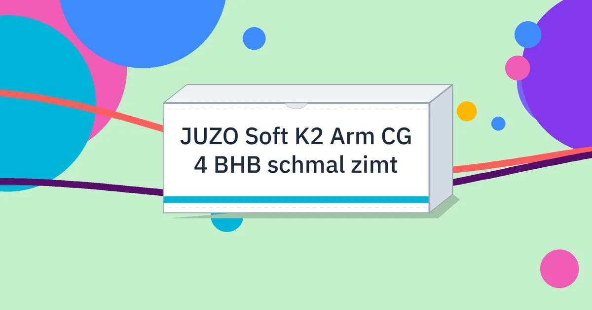 Symbolbild: Packung mit der Aufschrift JUZO Soft K2 Arm CG 4 BHB schmal zimt (PZN 15511344) – Verfügbarkeit und Bezug in Apotheken in Frankfurt am Main