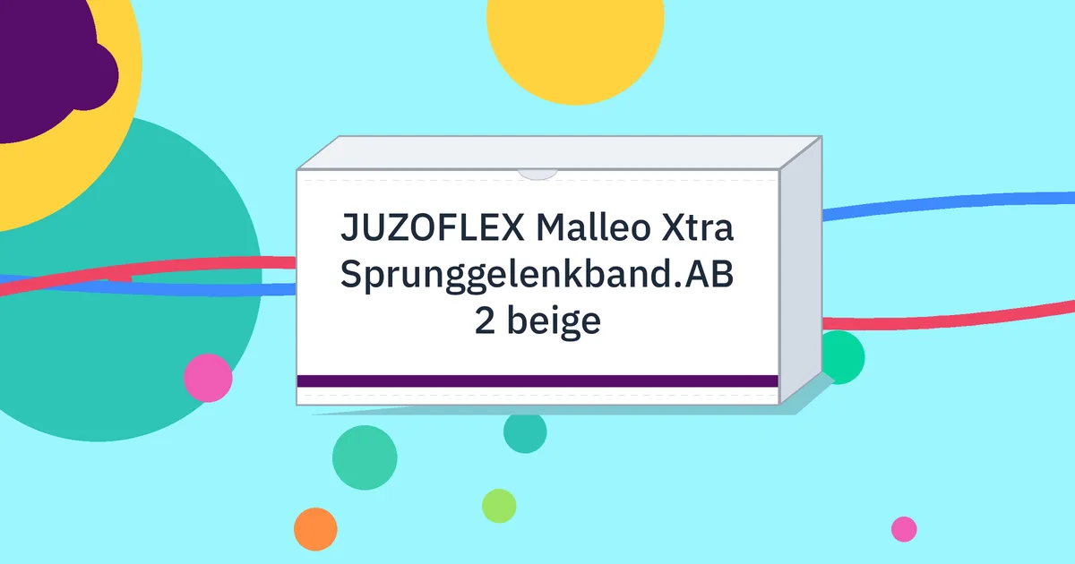 Symbolbild: Packung mit der Aufschrift JUZOFLEX Malleo Xtra Sprunggelenkband.AB 2 beige (PZN 16635870) – Verfügbarkeit und Bezug in Apotheken in Frankfurt am Main