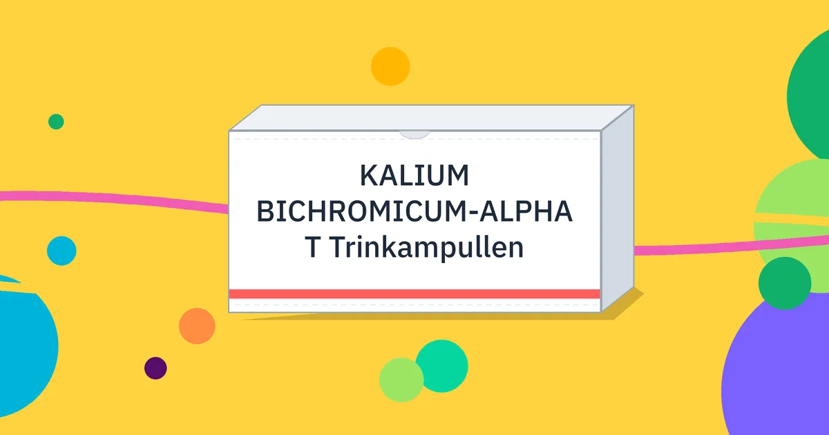 Symbolbild: Packung mit der Aufschrift KALIUM BICHROMICUM-ALPHA T Trinkampullen (PZN 10222635) – Verfügbarkeit und Bezug in Apotheken in Frankfurt am Main