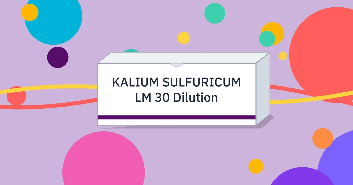 Symbolbild: Packung mit der Aufschrift KALIUM SULFURICUM LM 30 Dilution (PZN 09430038) – Verfügbarkeit und Bezug in Apotheken in Frankfurt am Main