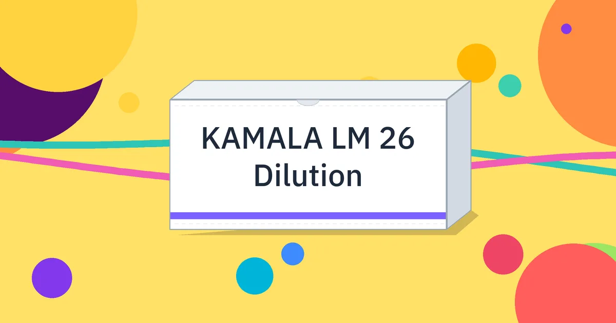 Symbolbild: Packung mit der Aufschrift KAMALA LM 26 Dilution (PZN 13518201) – Verfügbarkeit und Bezug in Apotheken in Frankfurt am Main