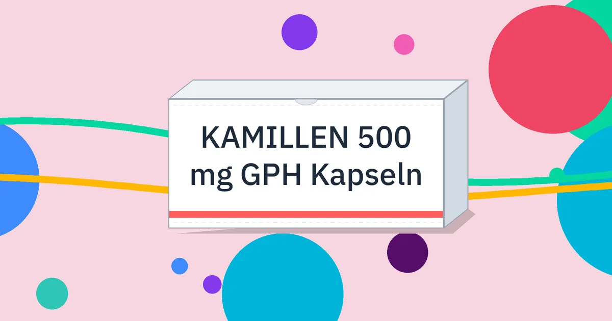 Symbolbild: Packung mit der Aufschrift KAMILLEN 500 mg GPH Kapseln (PZN 05530665) – Verfügbarkeit und Bezug in Apotheken in Frankfurt am Main
