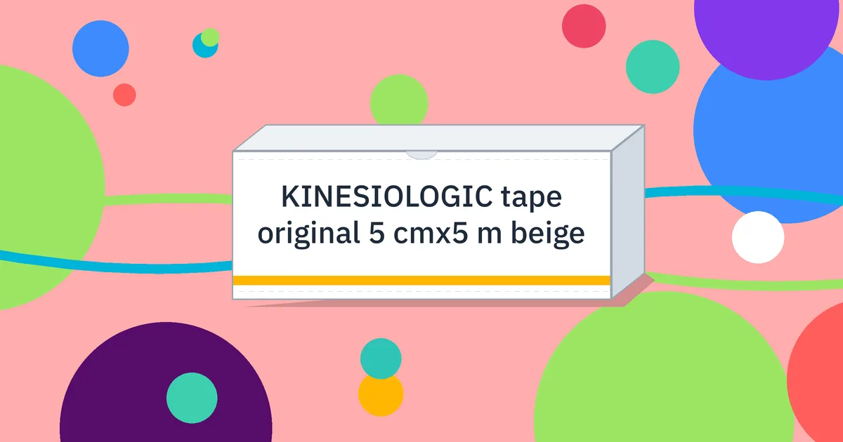 Symbolbild: Packung mit der Aufschrift KINESIOLOGIC tape original 5 cmx5 m beige (PZN 07685834) – Verfügbarkeit und Bezug in Apotheken in Frankfurt am Main