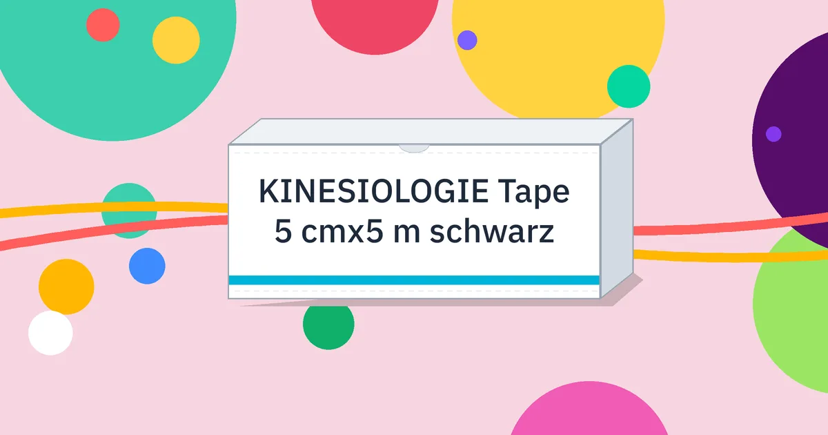 Symbolbild: Packung mit der Aufschrift KINESIOLOGIE Tape 5 cmx5 m schwarz (PZN 12492362) – Verfügbarkeit und Bezug in Apotheken in Frankfurt am Main