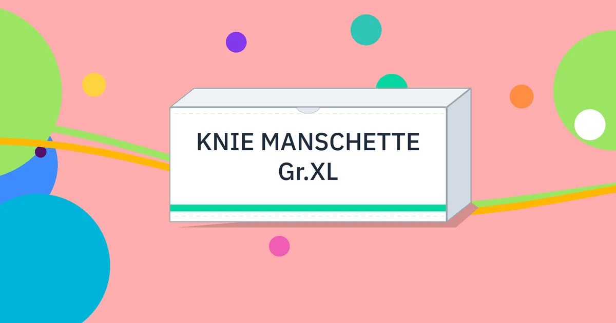 Symbolbild: Packung mit der Aufschrift KNIE MANSCHETTE Gr.XL (PZN 05548582) – Verfügbarkeit und Bezug in Apotheken in Frankfurt am Main
