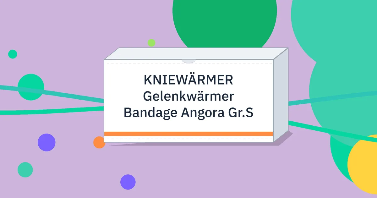 Symbolbild: Packung mit der Aufschrift KNIEWÄRMER Gelenkwärmer Bandage Angora Gr.S (PZN 19390825) – Verfügbarkeit und Bezug in Apotheken in Frankfurt am Main
