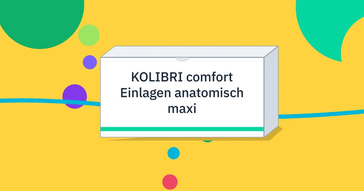 Symbolbild: Packung mit der Aufschrift KOLIBRI comfort Einlagen anatomisch maxi (PZN 18202483) – Verfügbarkeit und Bezug in Apotheken in Frankfurt am Main